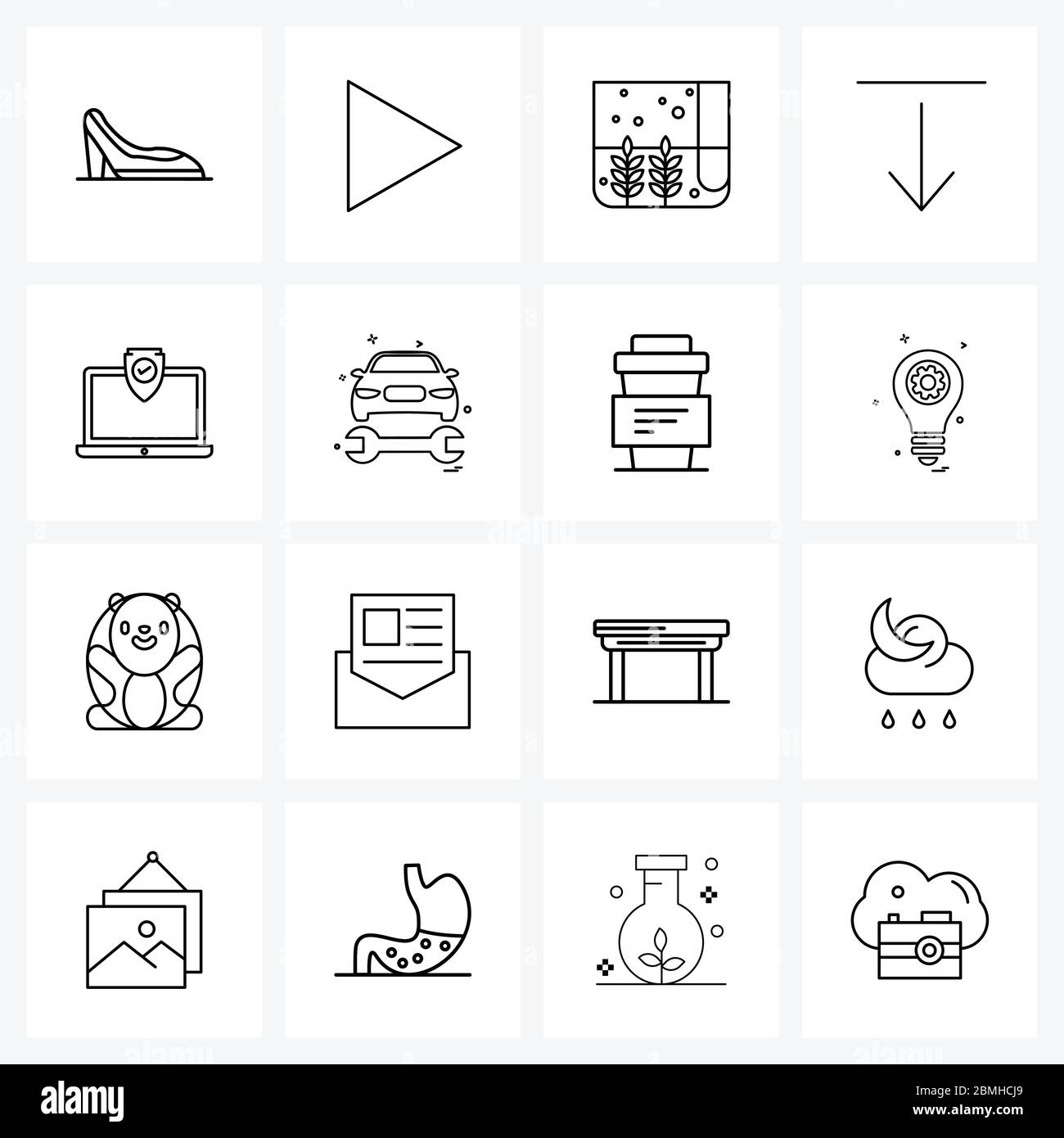 Set of 16 UI Icons and symbols for hardware, protected, nature ...