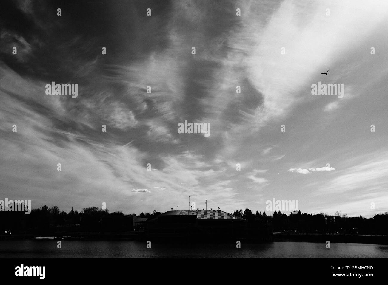 Black & white shot of fantastic cloudscape over Dow's Lake Pavilion ...