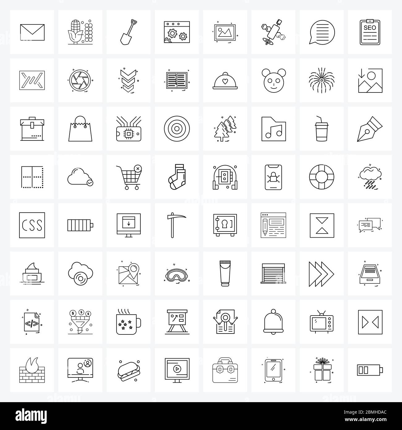 Stock Vector Icon Set of 64 Line Symbols for signals, image, hardware ...