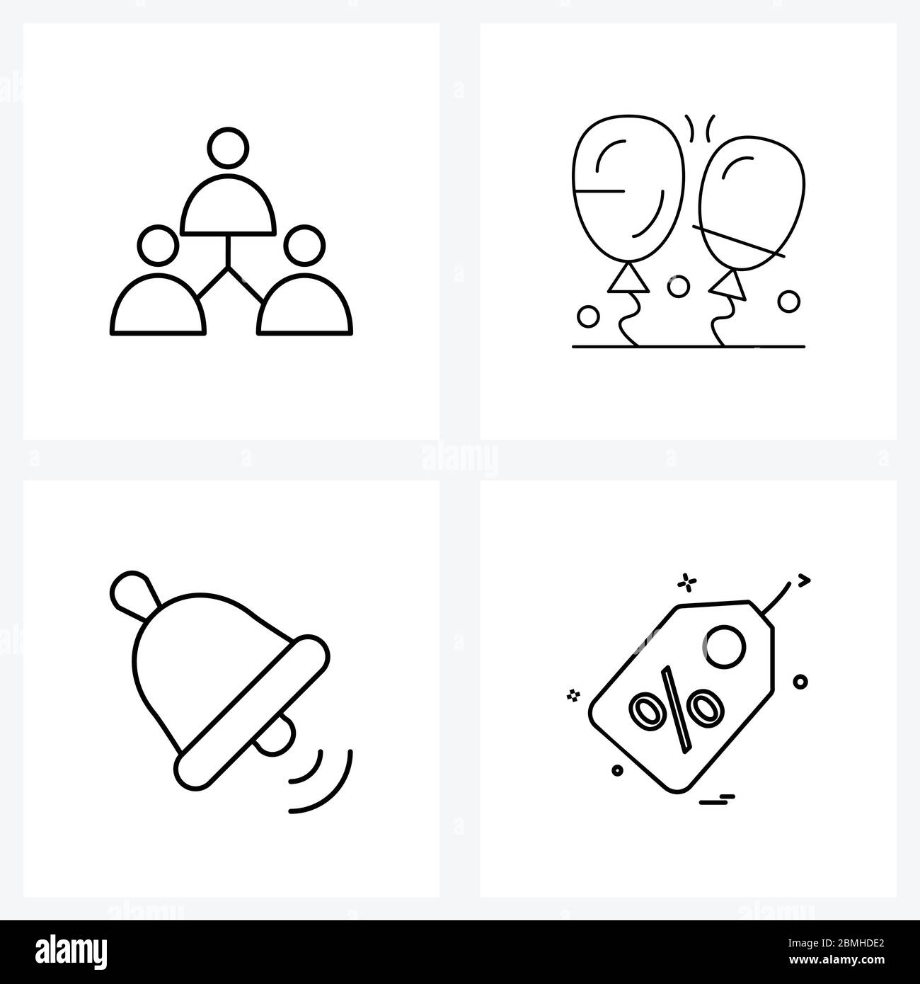 Modern Style Set of 4 line Pictograph Grid based network, education ...