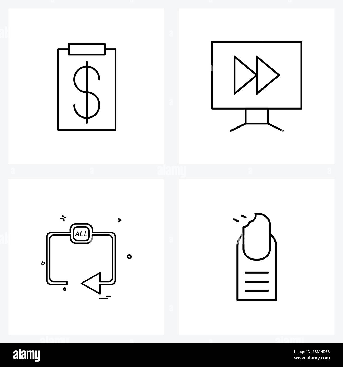 Set of 4 Line Icon Signs and Symbols of clipboard, reset, file ...