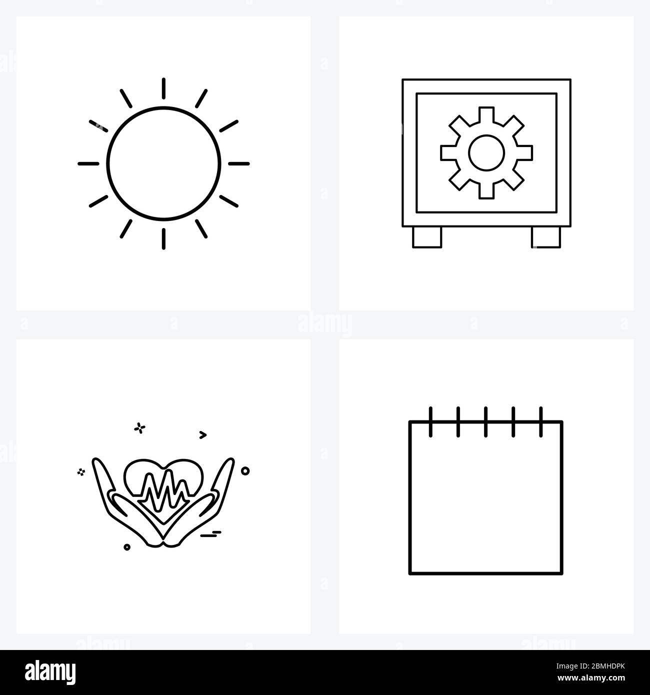 Set of 4 UI Icons and symbols for sun, medical , hot, money, ecg Vector ...