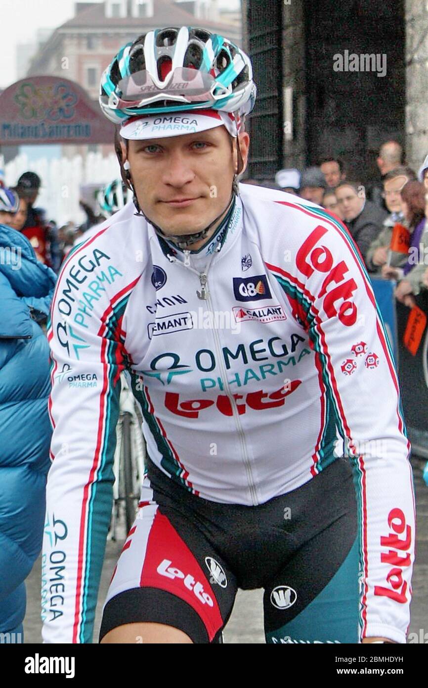 Sebastian Lang of Oméga Pharma - Lotto during the Milan San Remo 2010 ...