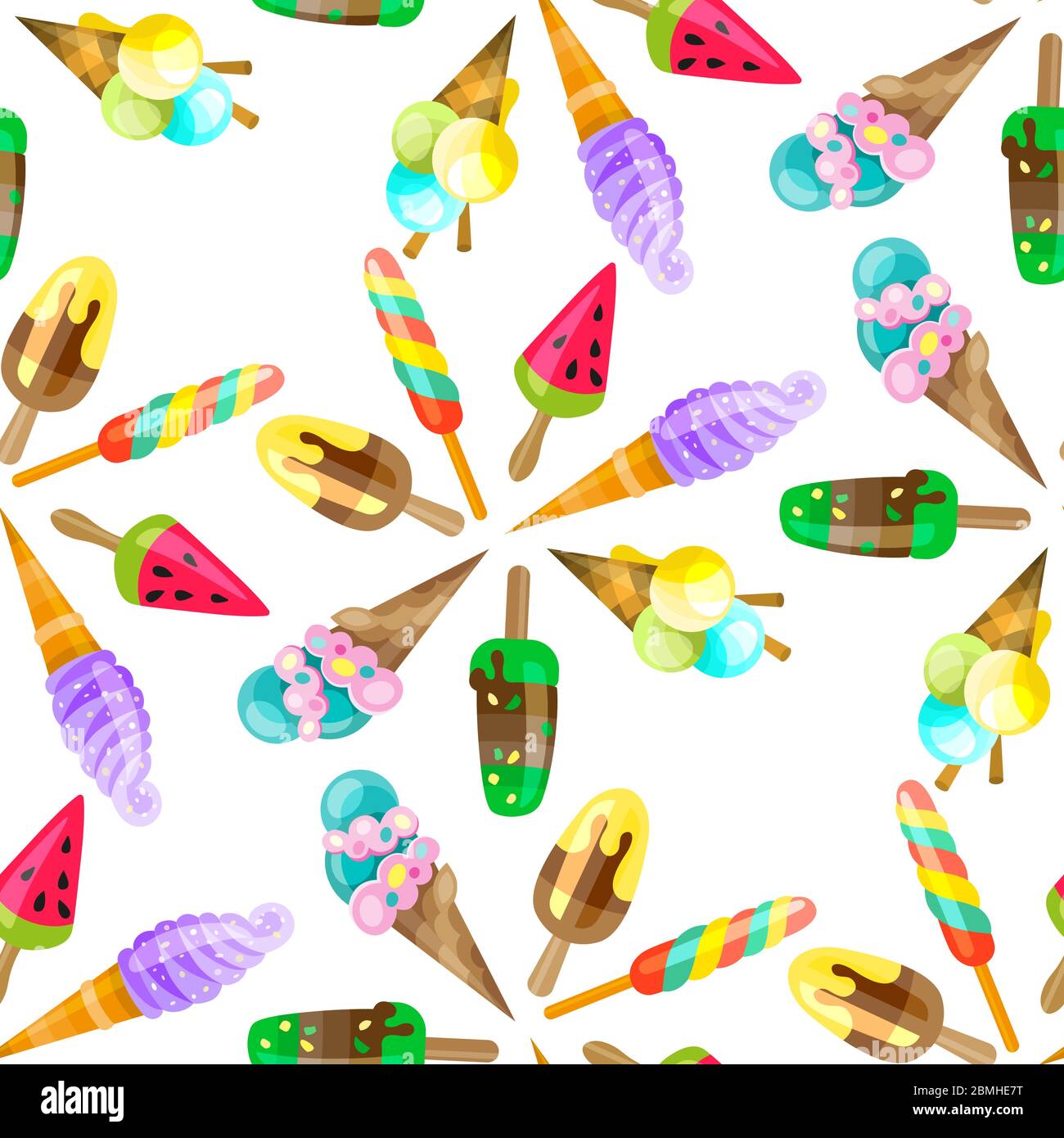 Ice cream cone seamless pattern background. Realistic. Bright and ...