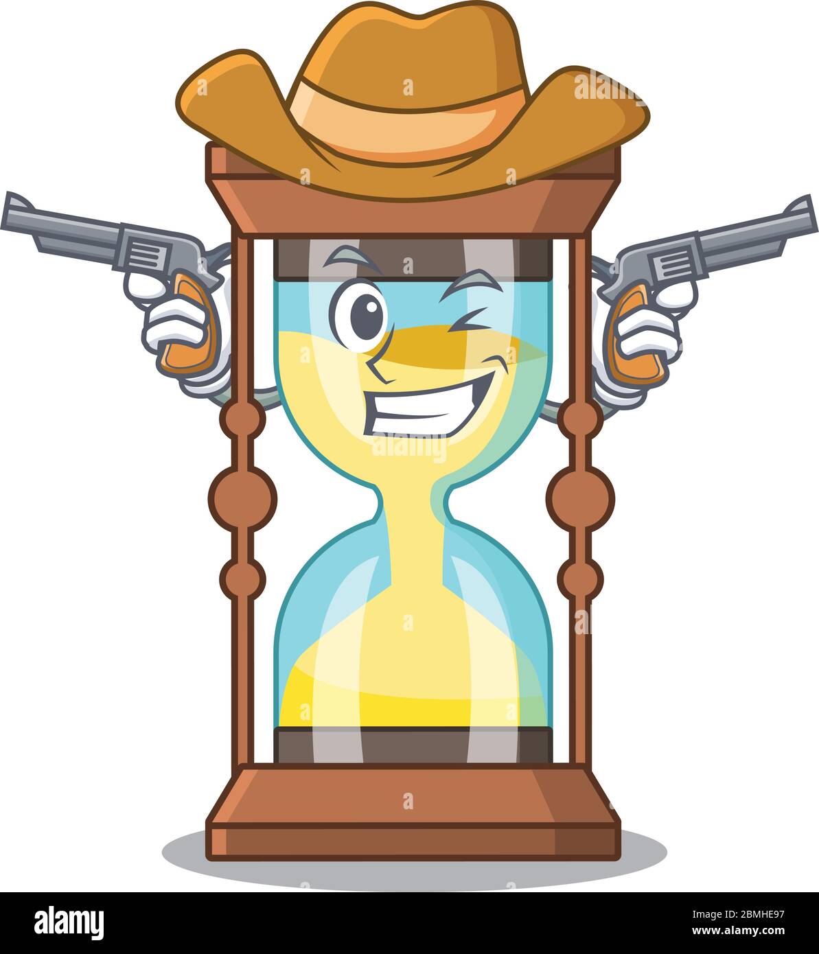 Cute handsome cowboy of chronometer cartoon character with guns Stock ...