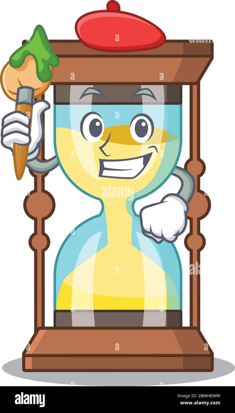 A creative chronometer artist mascot design style paint with a brush ...