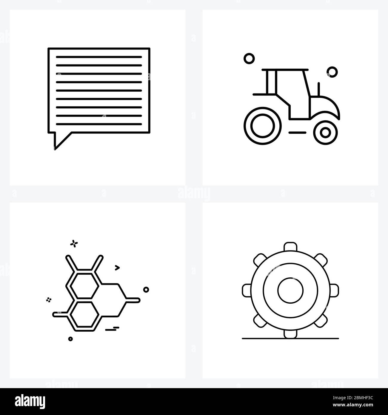Set of 4 Simple Line Icons for Web and Print such as dialog, cells, text, farming, shell Vector ...