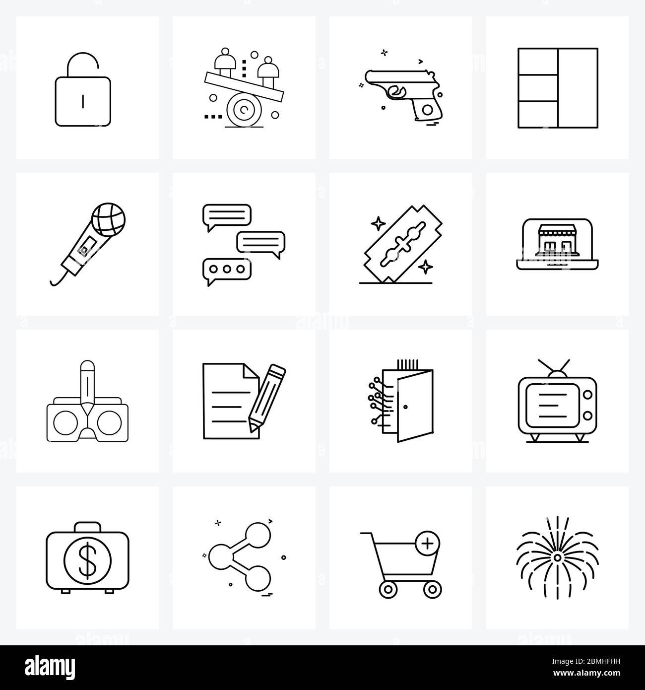 16 Universal Icons Pixel Perfect Symbols of microphone, layout ...