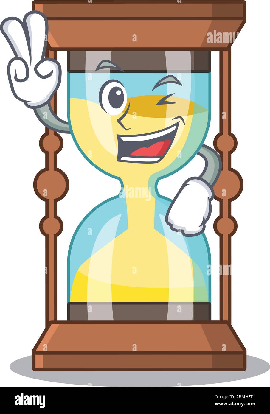 Happy chronometer cartoon design concept with two fingers Stock Vector ...