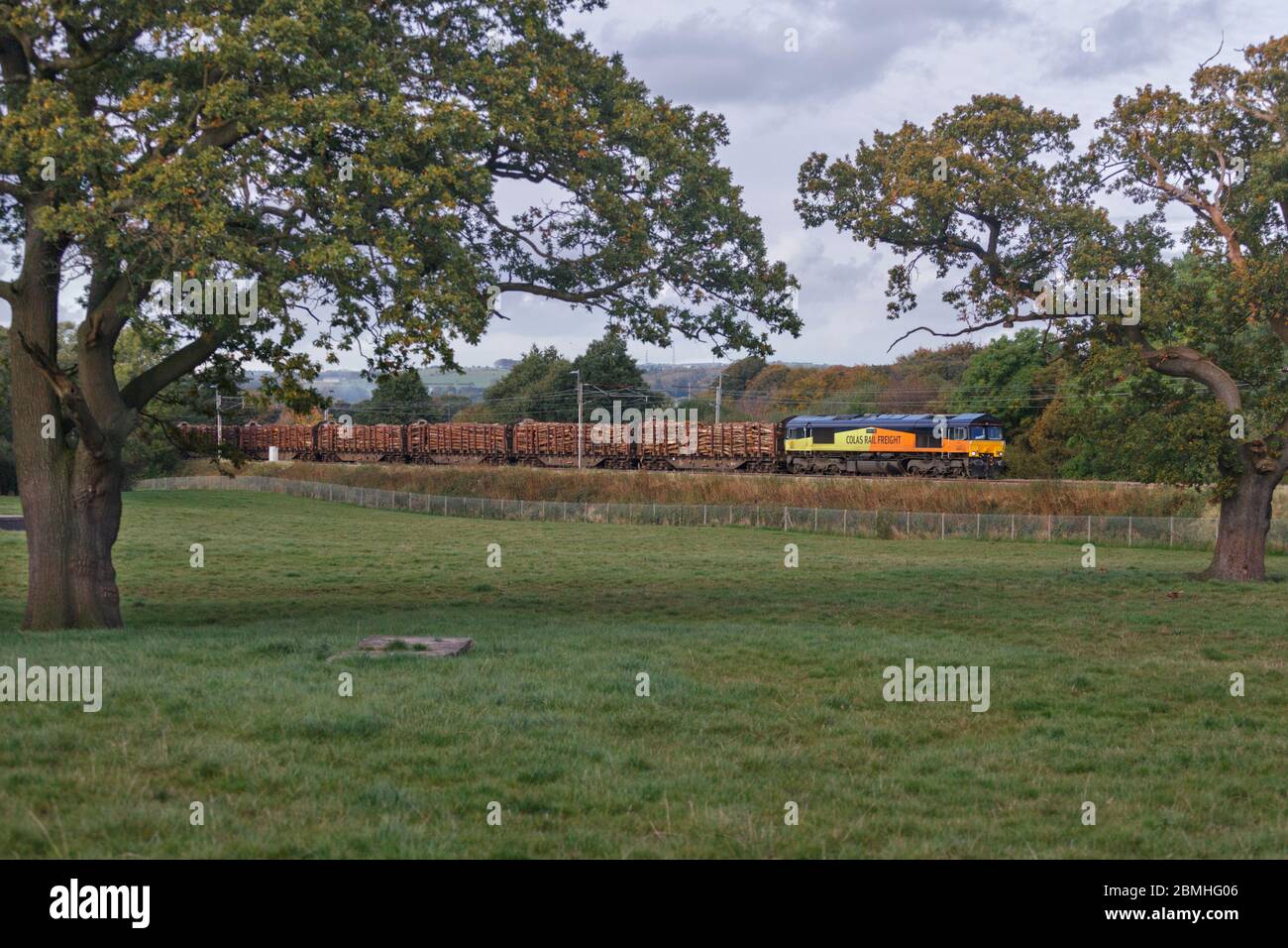 Colas Rail freight class 66 diesel locomotive 66849 in the countryside ...