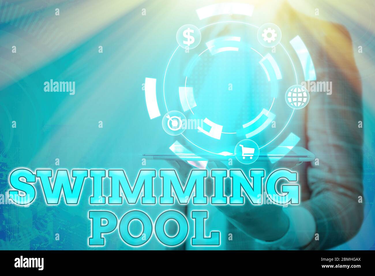 Text sign showing Swimming Pool. Business photo showcasing Structure ...