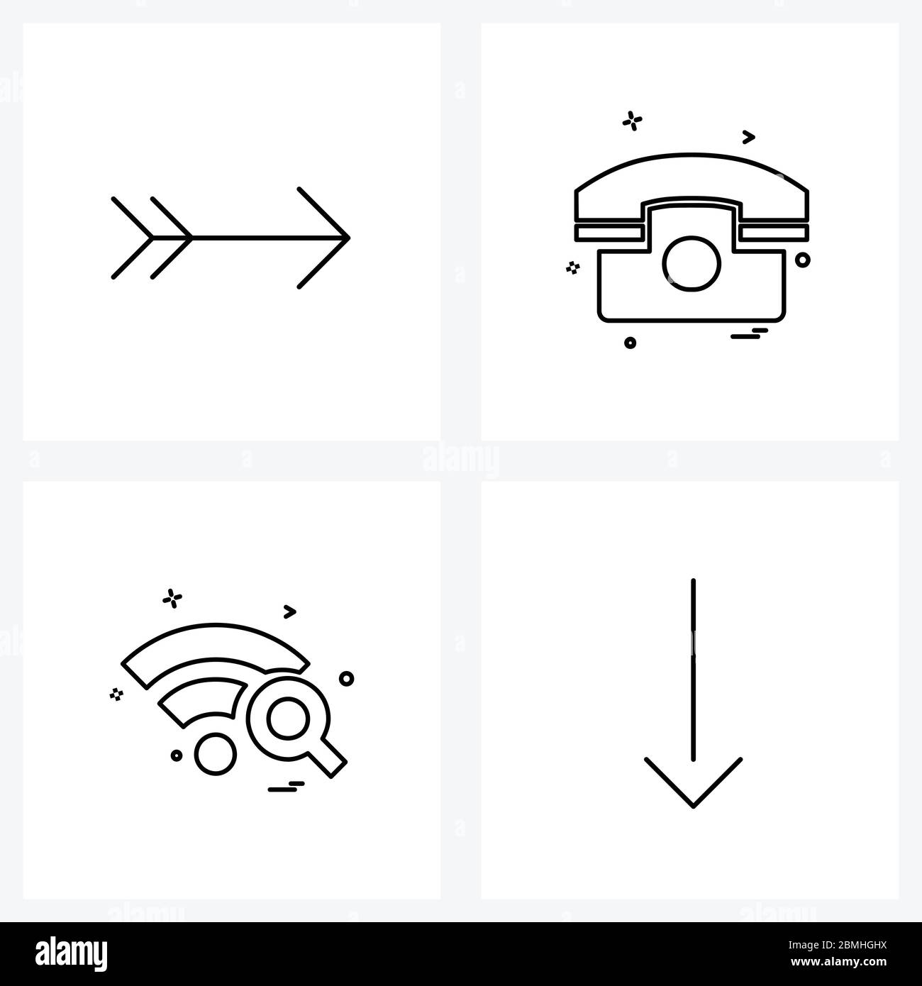 Isolated Symbols Set of 4 Simple Line Icons of navigation, search ...