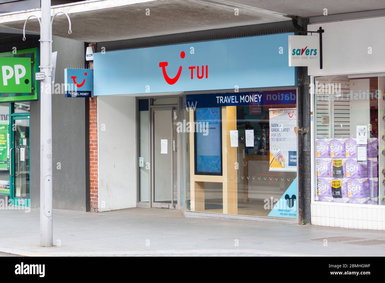 Front of temporarily closed TUI store due to the COVID19 pandemic Stock ...