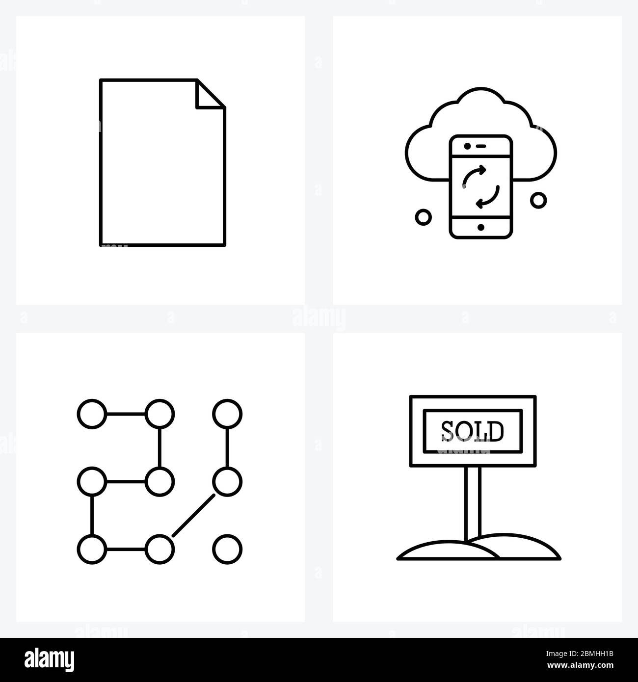 Universal Symbols of 4 Modern Line Icons of create, security, cloud app ...