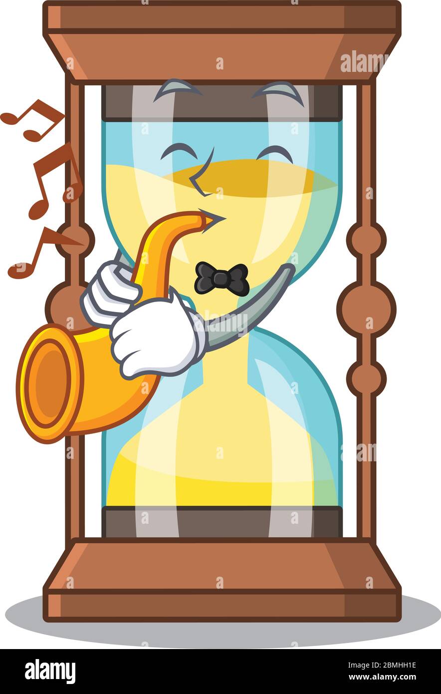 Talented musician of chronometer cartoon design playing a trumpet Stock ...