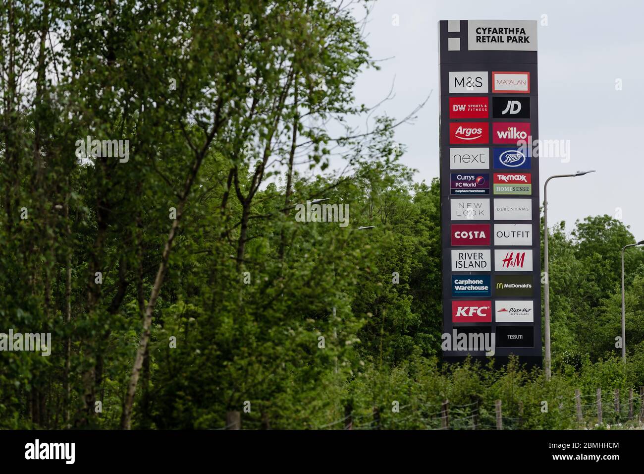 MERTHYR TYDFIL, WALES - 09 MAY 2020: Cyfarthfa Retail Park store sign ...