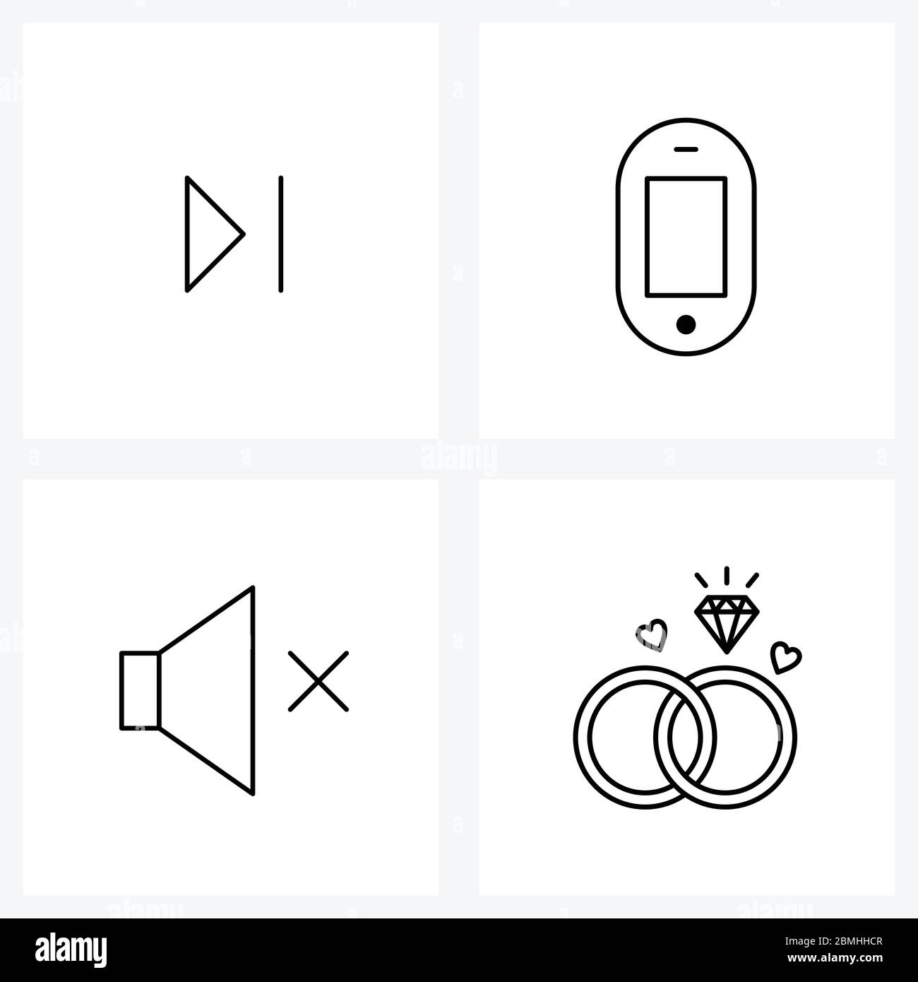 Universal Symbols of 4 Modern Line Icons of chapter, speaker ...