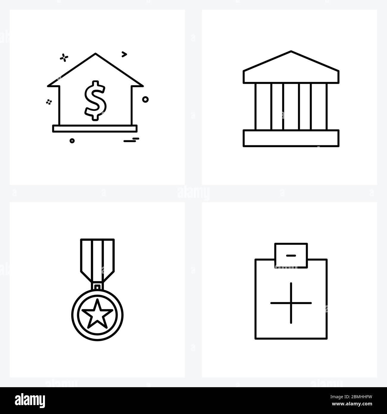 4 Editable Vector Line Icons and Modern Symbols of money, first, bank ...