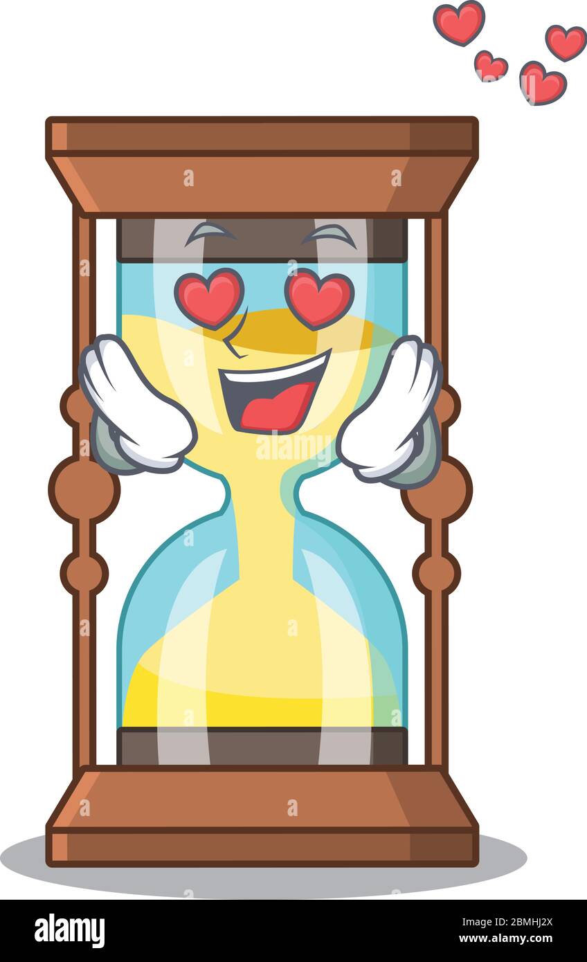 Cute chronometer cartoon character has a falling in love face Stock ...
