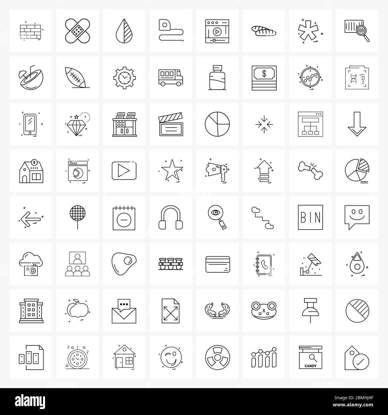 Universal Symbols of 64 Modern Line Icons of video, engineering ...