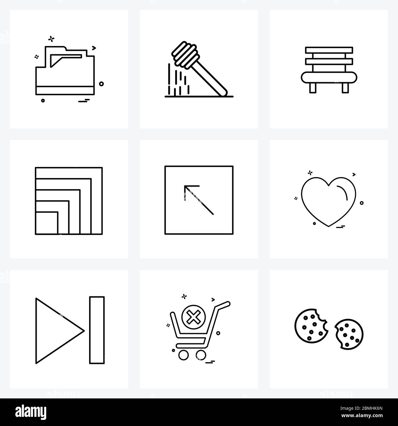 Set of 9 Simple Line Icons for Web and Print such as smaller, small ...
