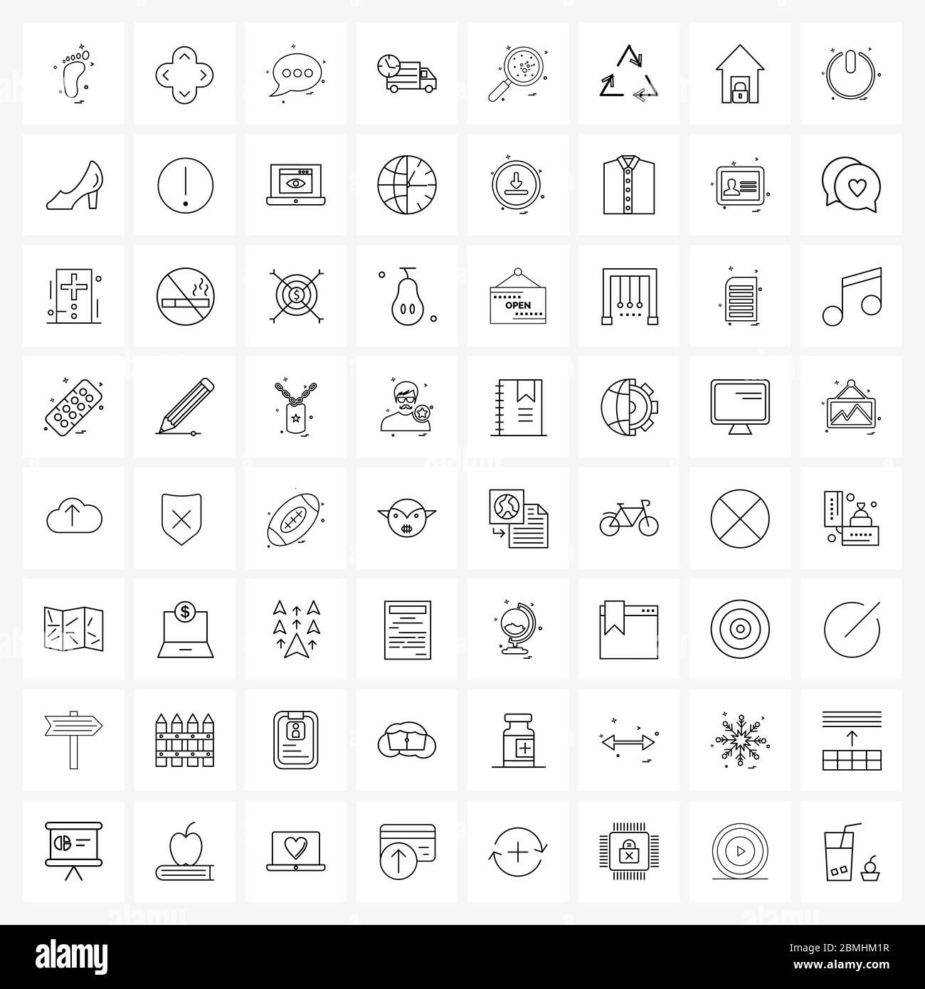 64 Universal Line Icons for Web and Mobile time, lorry, button ...