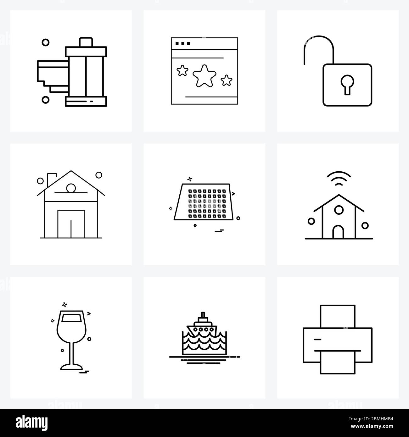 9 Editable Vector Line Icons and Modern Symbols of solar energy, solar ...