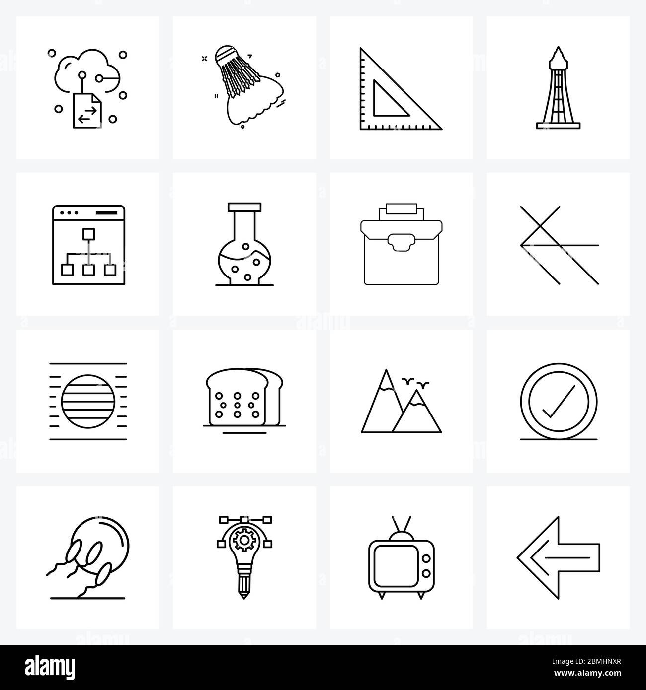 16 Universal Line Icon Pixel Perfect Symbols of business, building ...