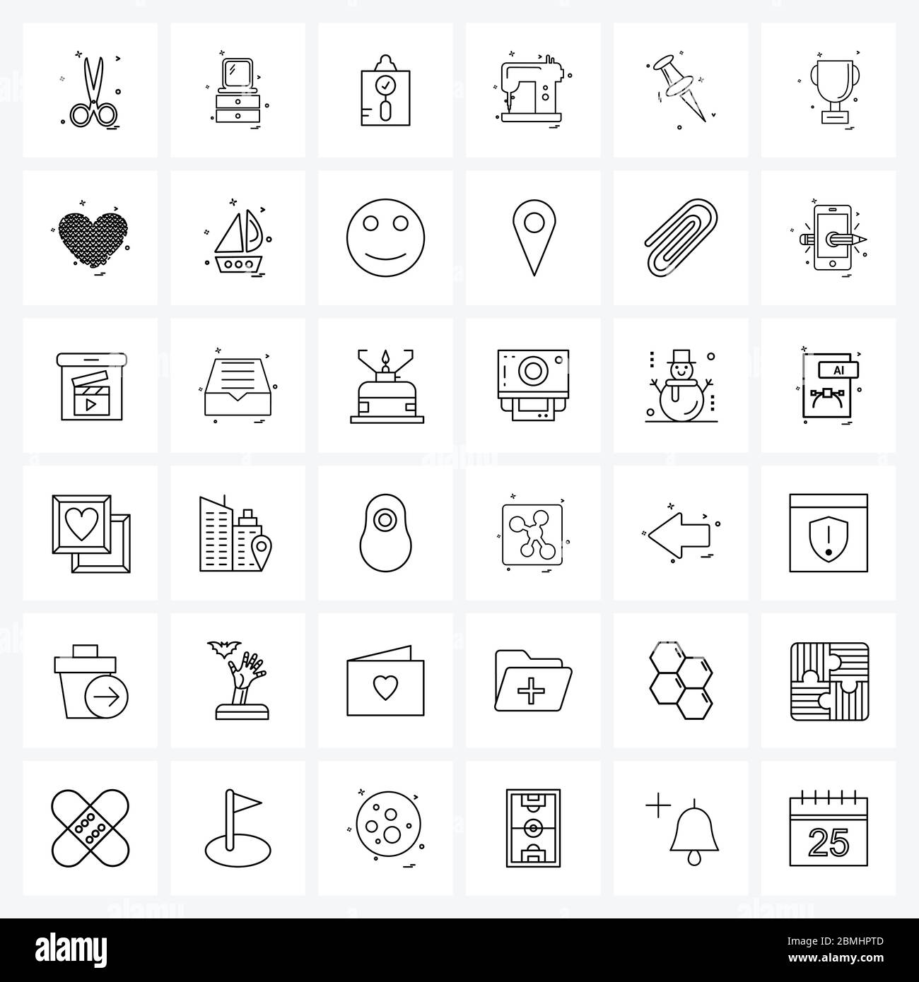 36 Universal Line Icon Pixel Perfect Symbols of paper pin, pin ...