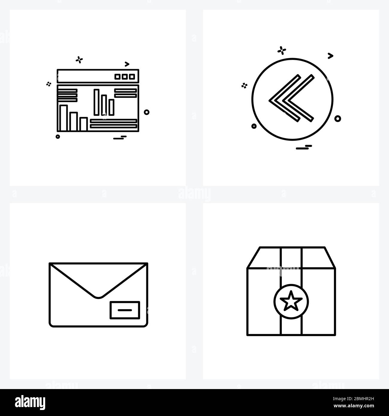 Line Icon Set of 4 Modern Symbols of web, envelope, internet, back ...