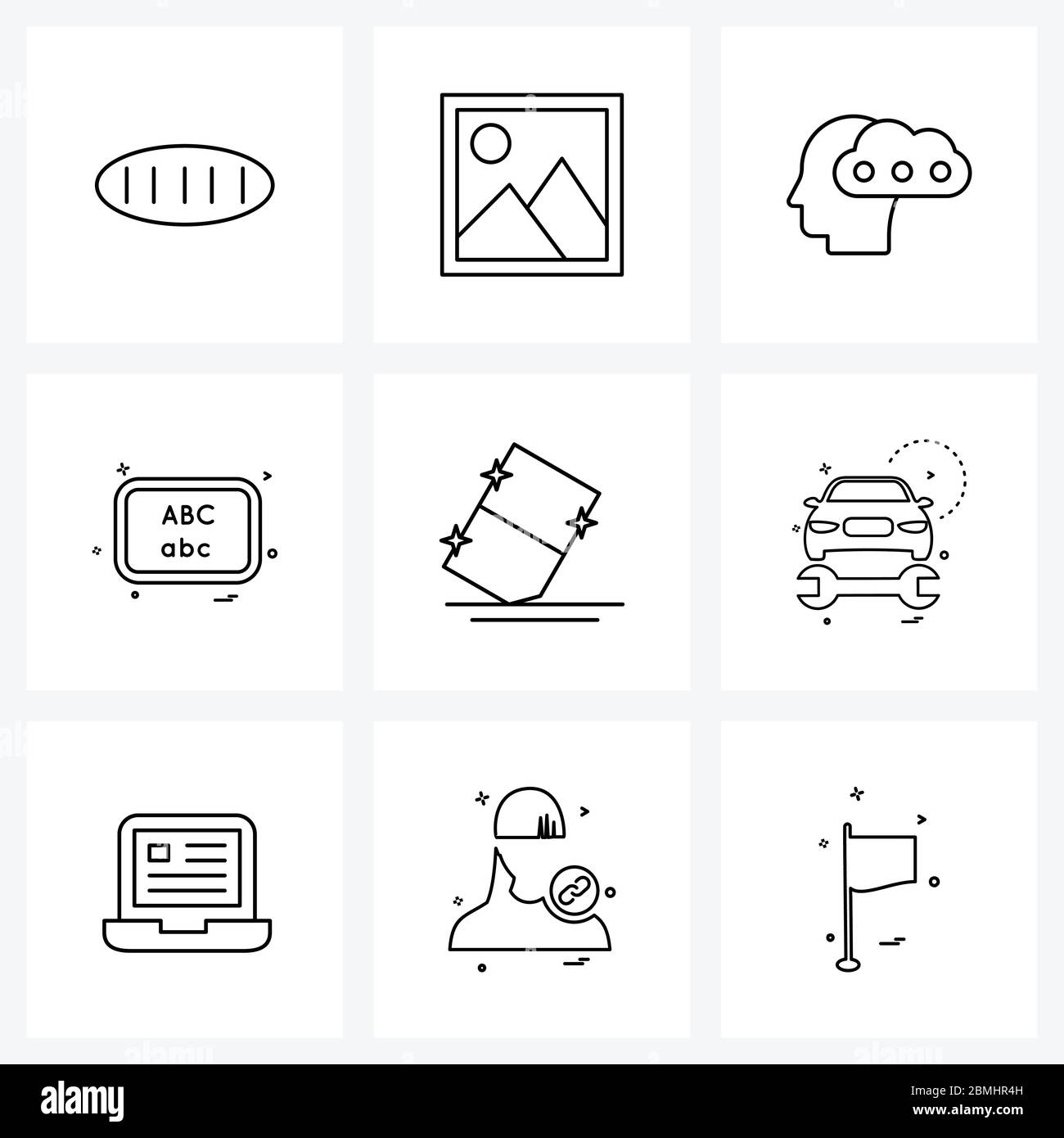 Simple Set of 9 Line Icons such as delete, tablet, cloud, education ...