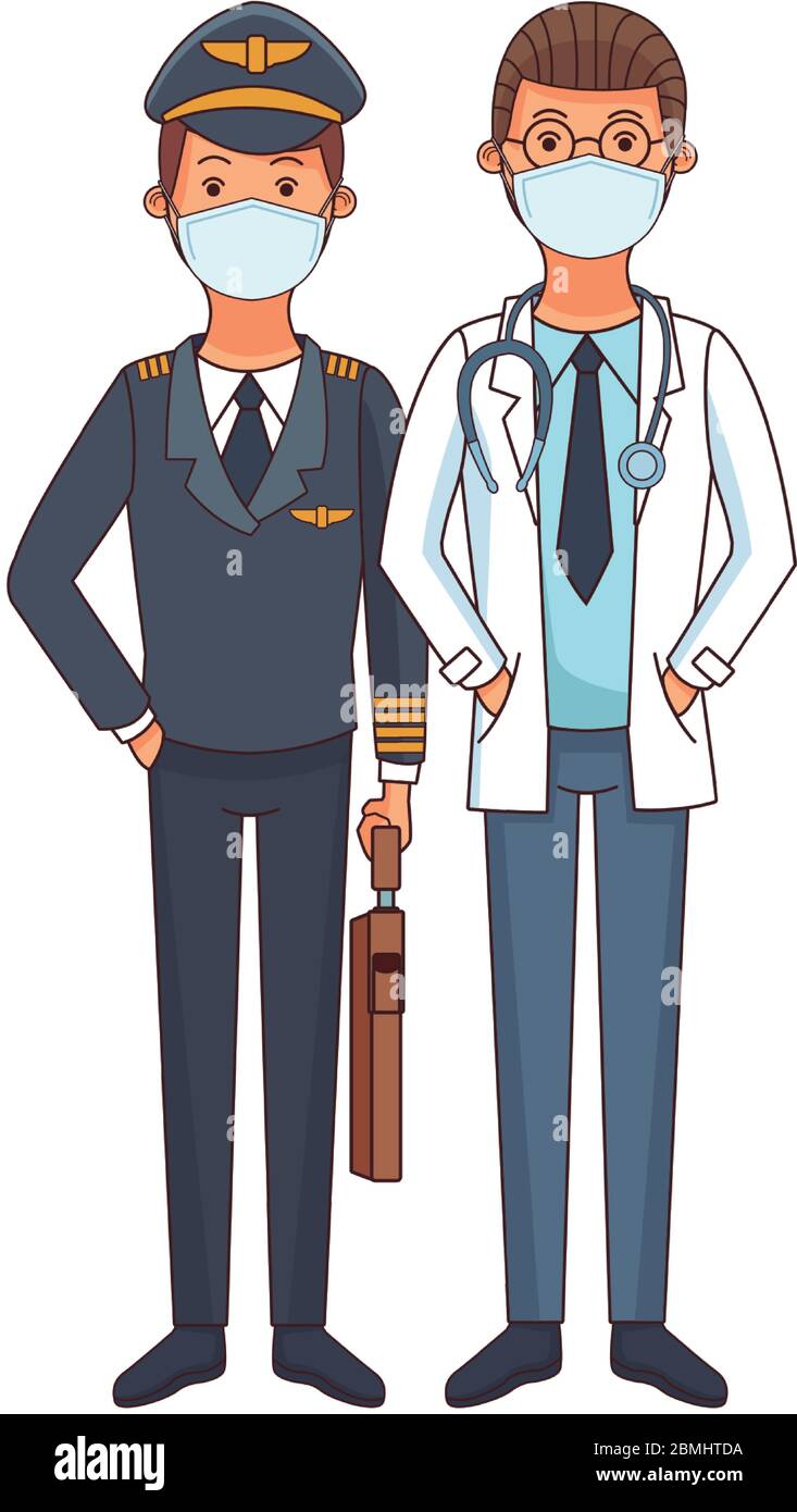 pilot and doctor using face masks Stock Vector Image & Art - Alamy