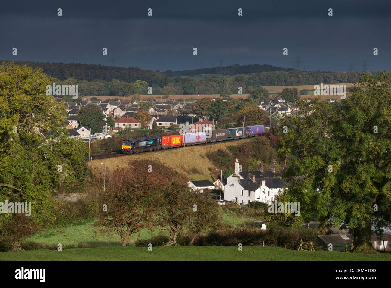 Direct rail Services class 66 diesel locomotive on the electrified west ...