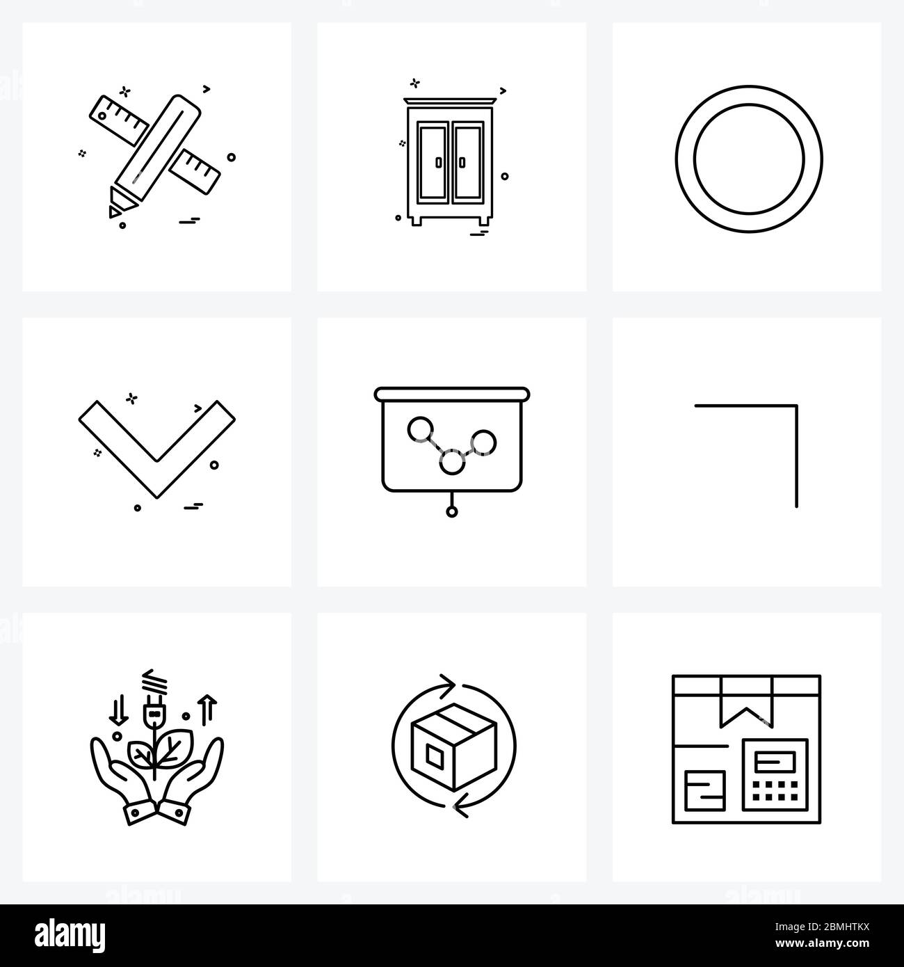Universal Symbols of 9 Modern Line Icons of business, presentation ...