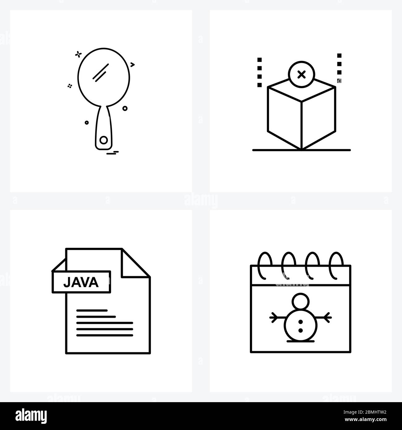 Universal Symbols of 4 Modern Line Icons of mirror, coding, makeup ...