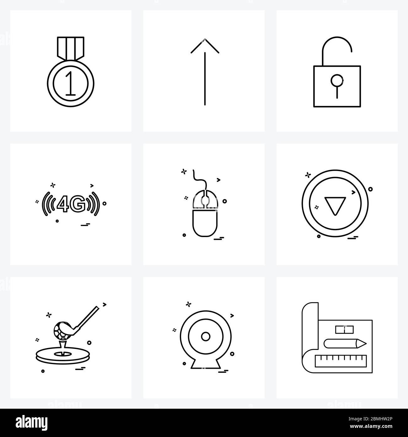 9 Universal Line Icon Pixel Perfect Symbols of pointing device, mouse ...