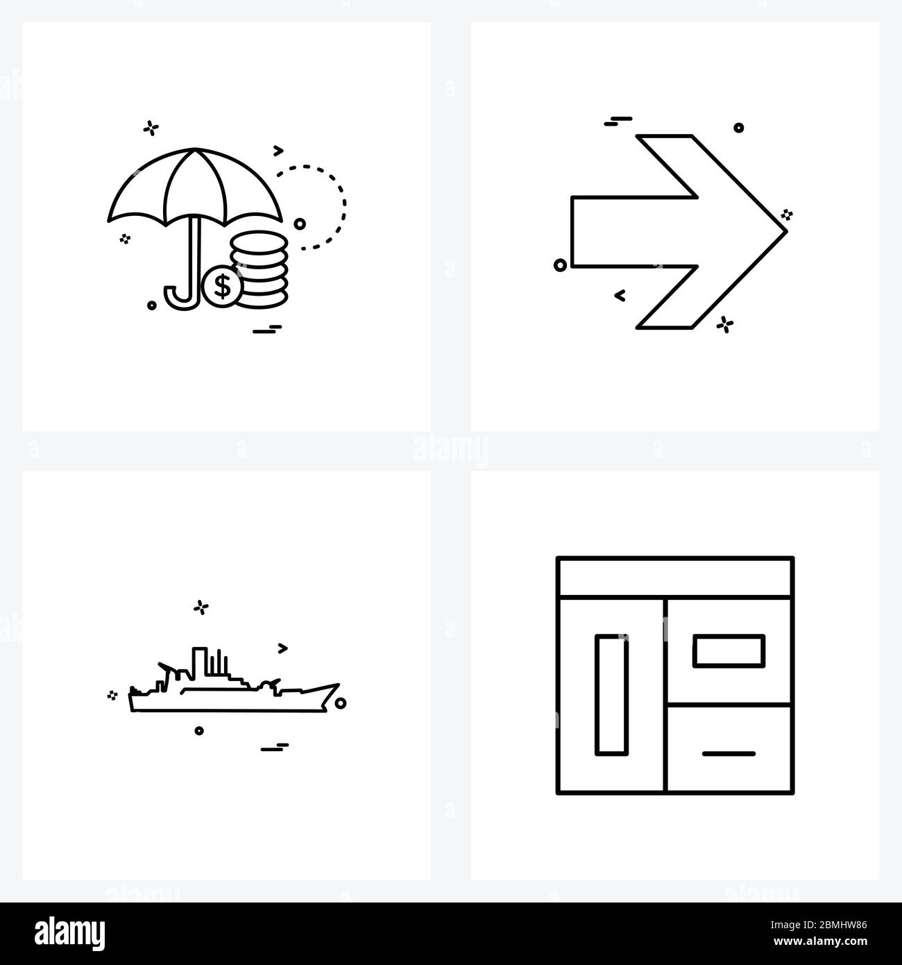 4 Universal Line Icon Pixel Perfect Symbols of money, army, umbrella ... 4 Universal Line Icon Pixel Perfect Symbols of money, army, umbrella ...