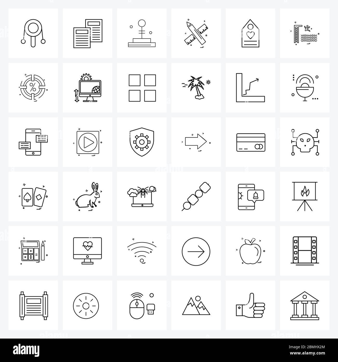 Pack of 36 Universal Line Icons for Web Applications tag, scale ...