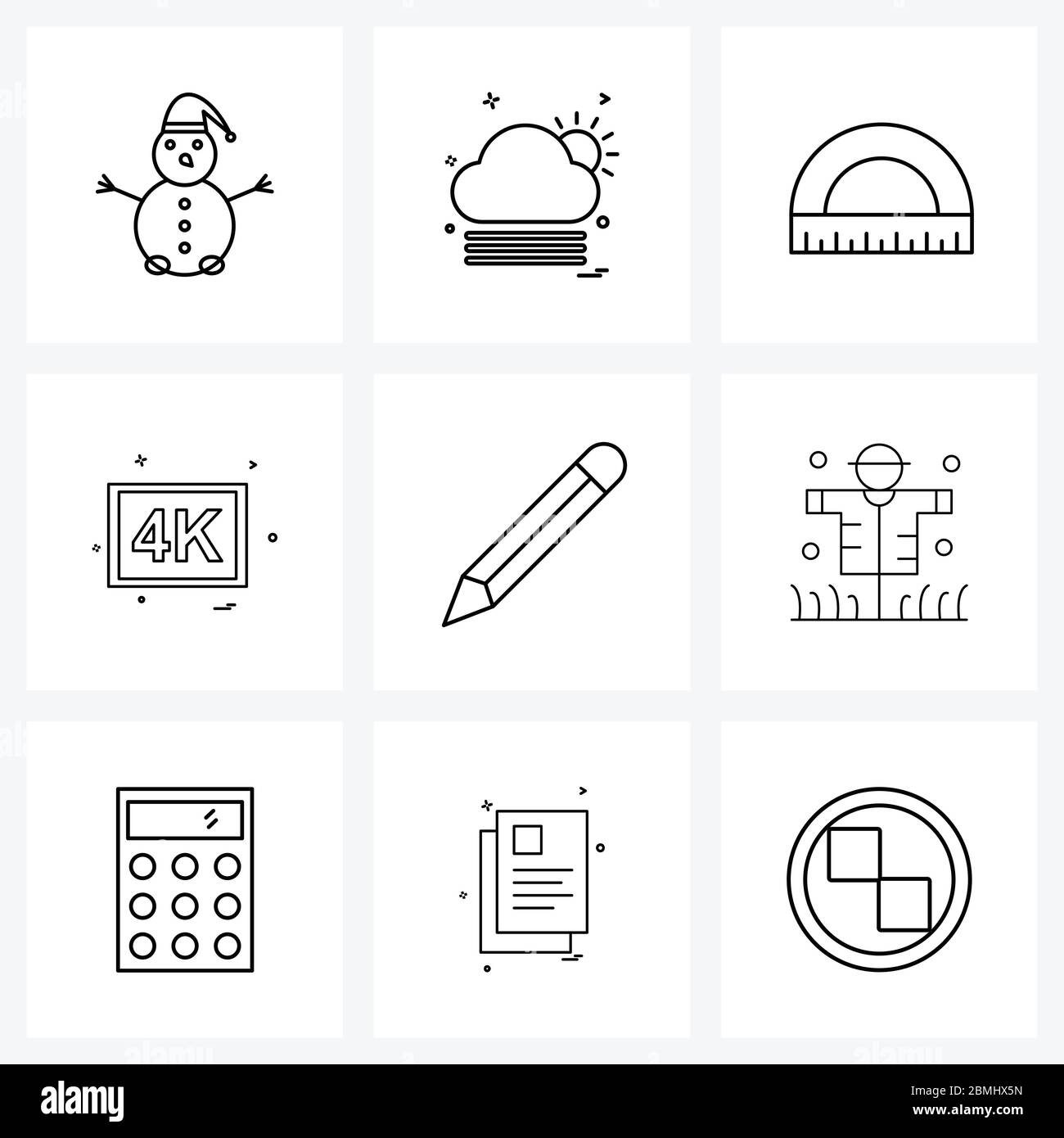 9 Universal Line Icon Pixel Perfect Symbols of write, school, geometry ...