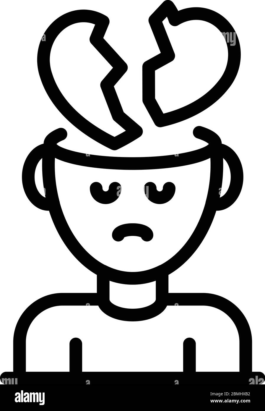 Broken heart over head icon, outline style Stock Vector Image & Art - Alamy