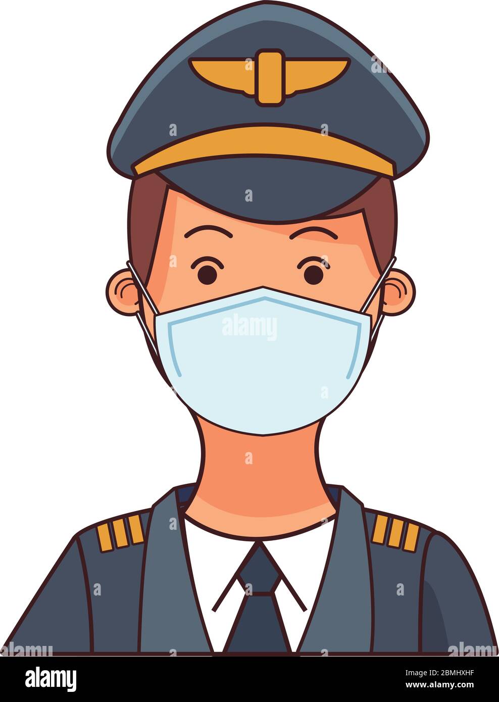 pilot worker profession using face mask Stock Vector Image & Art - Alamy