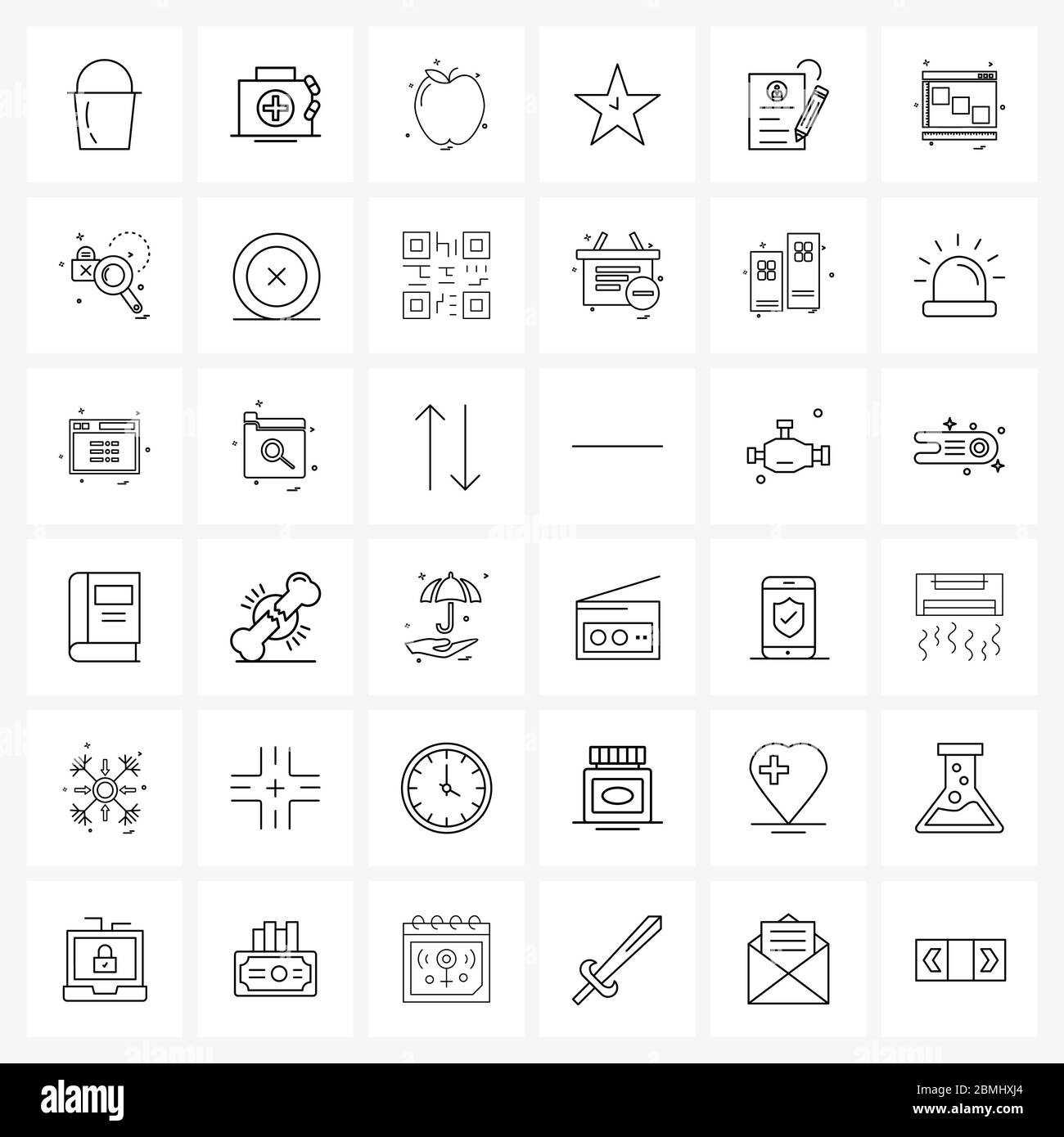 36 Universal Line Icon Pixel Perfect Symbols of document, profile, food ...