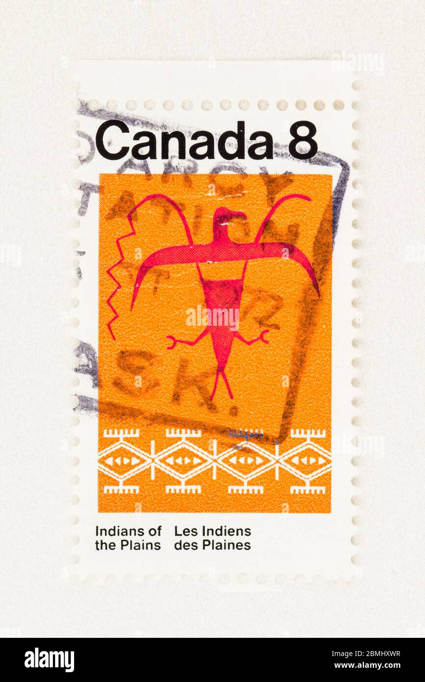 SEATTLE WASHINGTON - May 8, 2020: Close up of Canadian stamp featuring ...