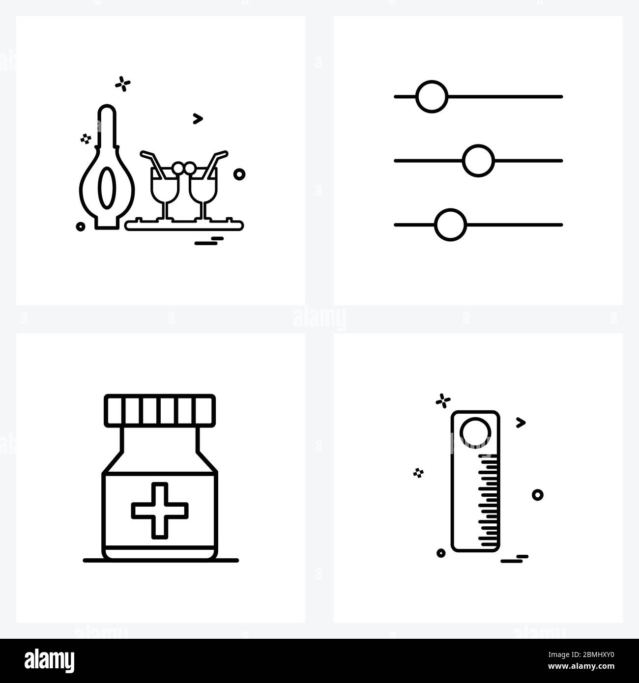 4 Universal Icons Pixel Perfect Symbols of glass, bottle, glass, user ...