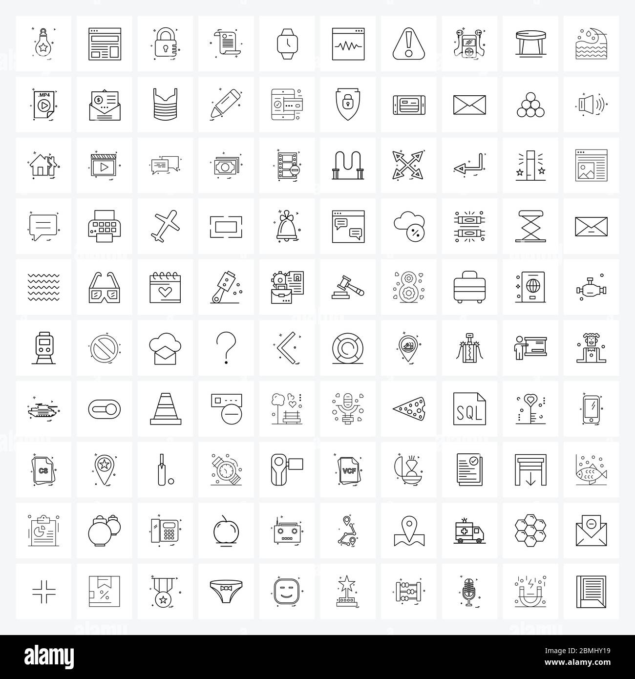 Set of 100 UI Icons and symbols for activity, timer, unlock, hand watch ...
