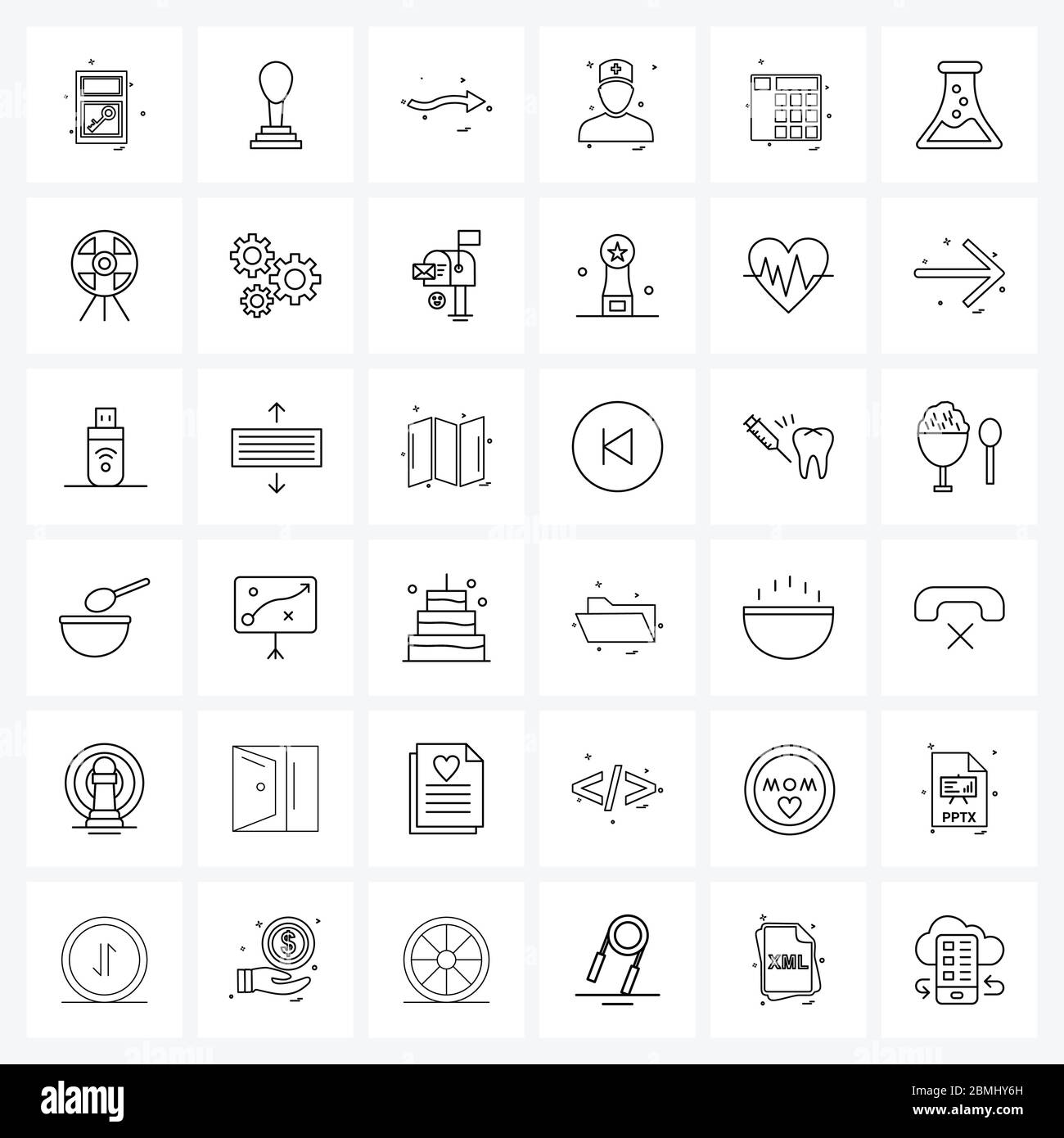 36 Universal Line Icons for Web and Mobile calculations, avatar, arrow ...