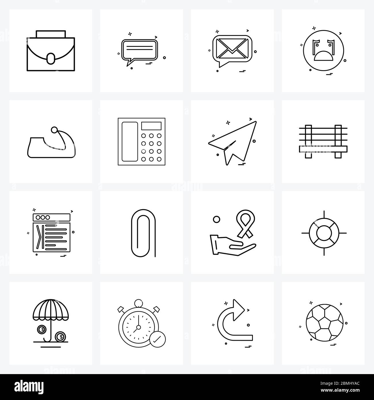 Universal Symbols of 16 Modern Line Icons of, emotion, emote, messages ...