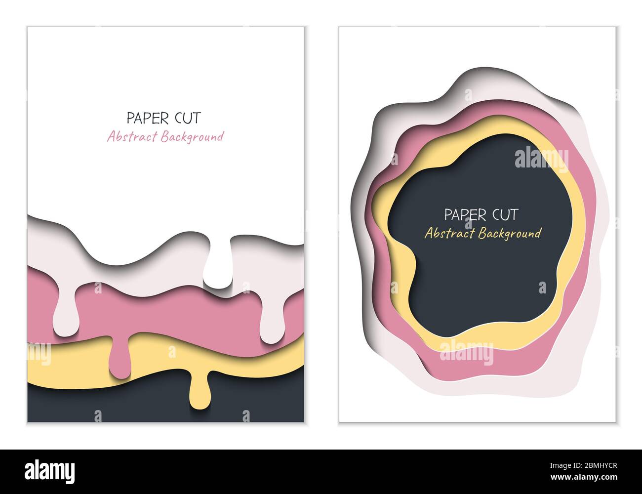 Abstract vertical vector backgrounds in paper cut style with shadows ...