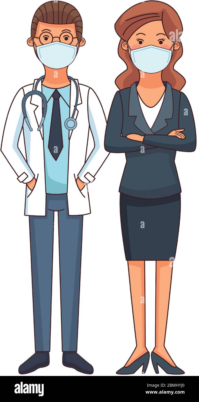 doctor and busineswoman using face masks Stock Vector Image & Art - Alamy