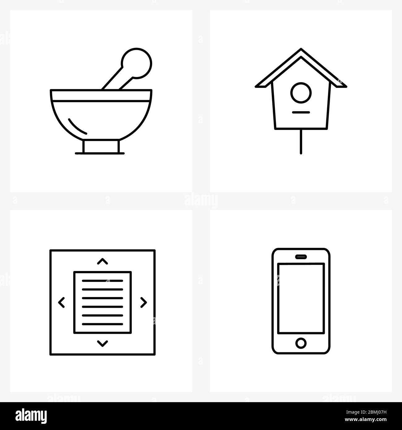 Set of 4 Simple Line Icons for Web and Print such as medical, processing, house, full, smart ...